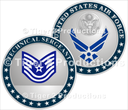 TECHNICAL SERGEANT PROMOTION COIN SHINY NICKEL 1.5 INCH